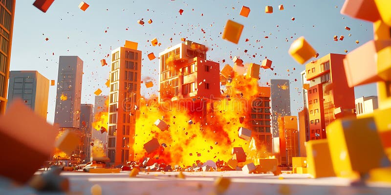 Massive City Explosion a Stunning Visual Effect Stock Illustration ...