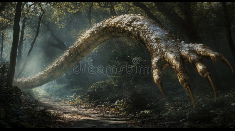 Massive Clawed Beast Slithering through Dark Forest Stock Image - Image ...