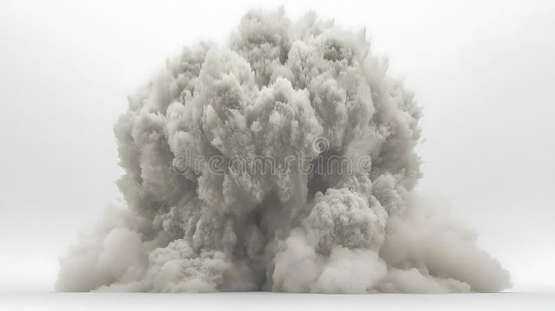 Massive Cloud of Dust Explosion on White Background for Special Effects ...