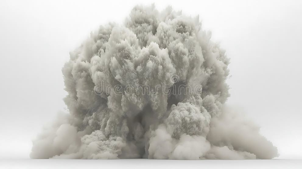 Massive Cloud of Dust Explosion on White Background for Special Effects and Visual Impact Stock ...