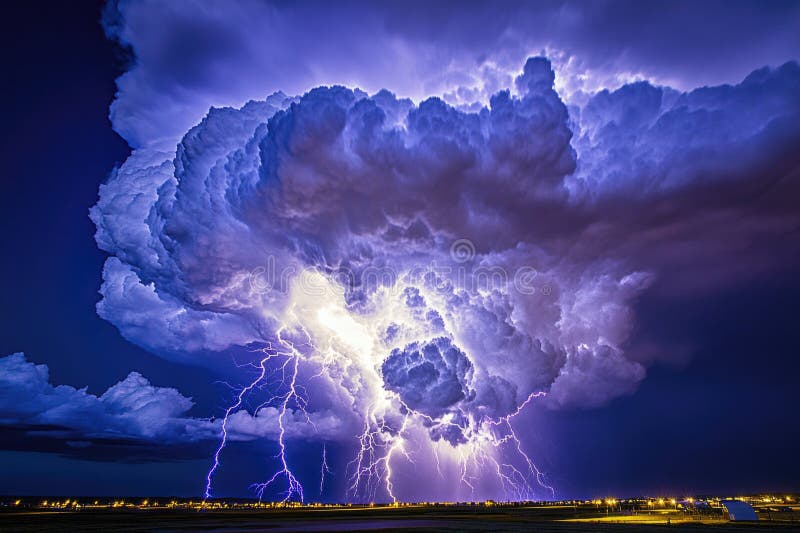 A Massive Cloud Filled with Electricity and Lightning Bolts Stock Image ...