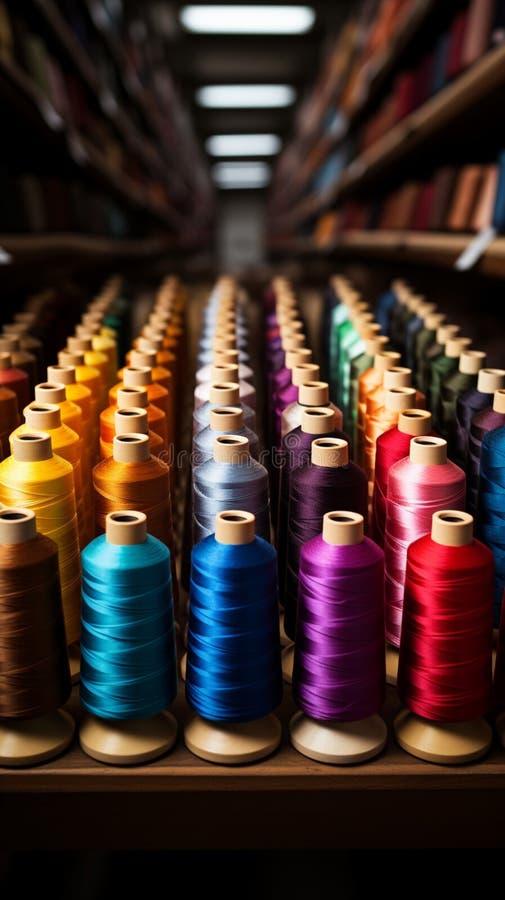 Massive Collection of Bobbin Threads Arranged on Warping Machine in ...