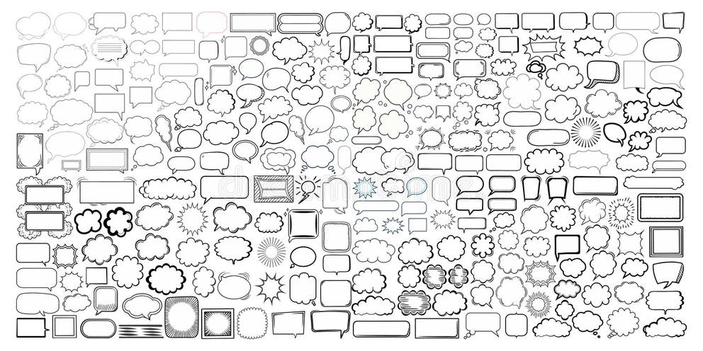 Massive Collection of Hand-Drawn Comic Speech and Thought Bubble Frames ...