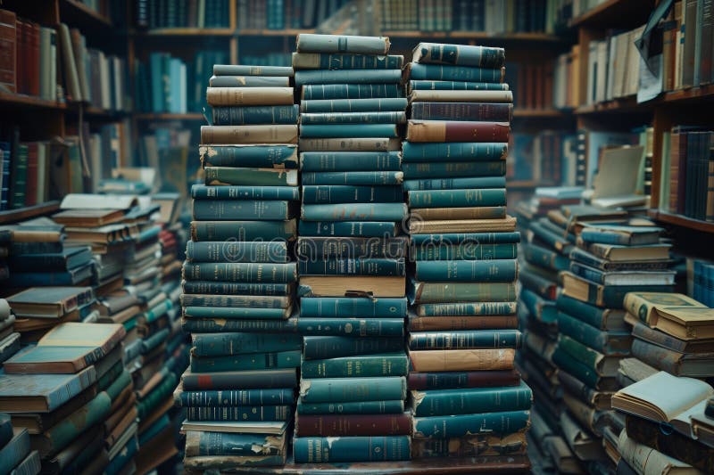 Massive Collection of Vintage Books in Library Stock Photo - Image of ...