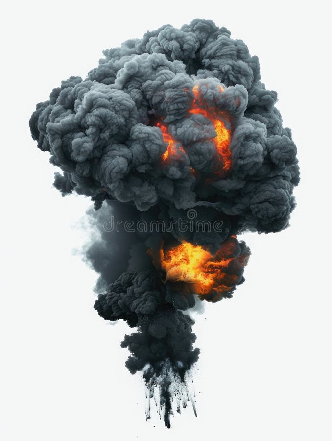 A Massive Column of Dark Smoke Rises from the Ground into the Air ...