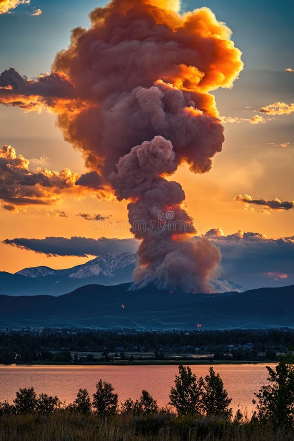 A Massive Column of Smoke Ascends from a Distant Source, Potentially ...