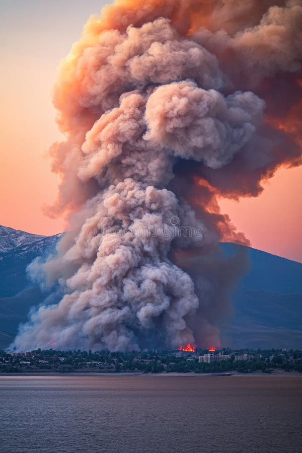 A Massive Column of Smoke Rises High into the Air, Indicating a ...