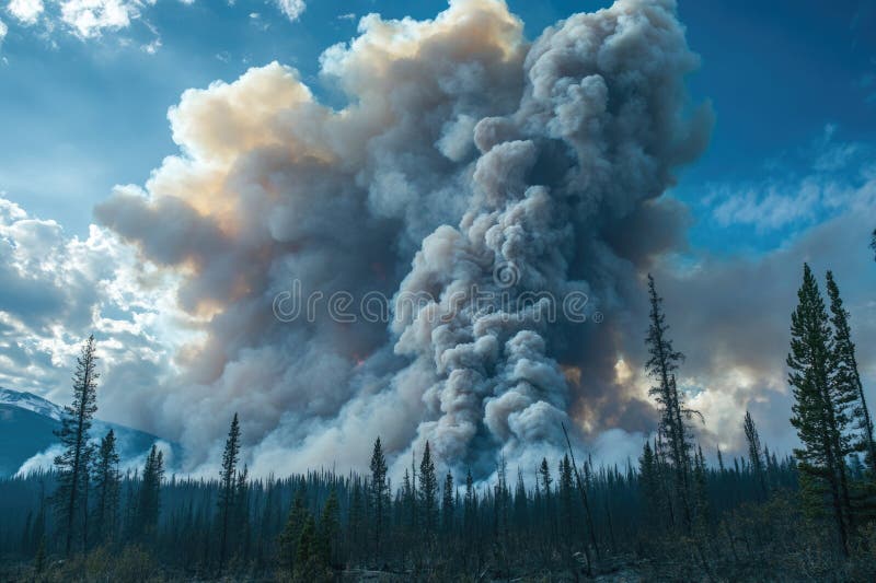 A Massive Column of Smoke Rises High into the Air, Potentially from a ...