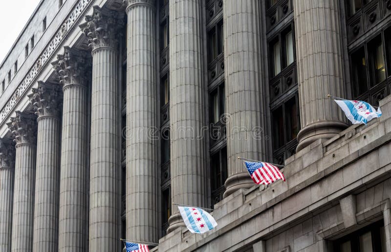 Massive Columns on Chicago Building Stock Photo - Image of urban ...