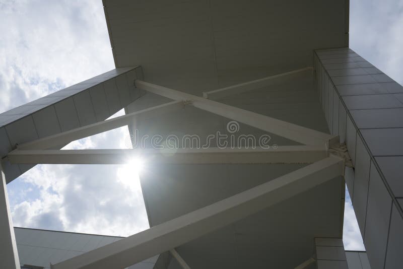 Massive Columns Supporting the Passage between Buildings. Stock Image ...
