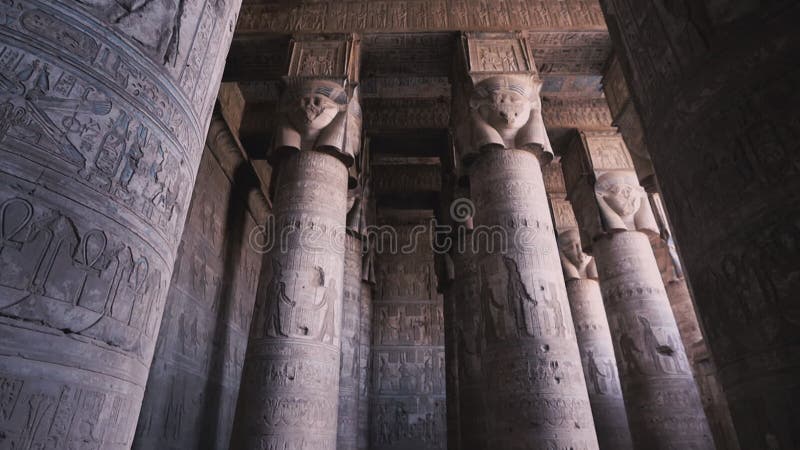Massive Columns in the Temple of Dendera Stock Footage - Video of ...
