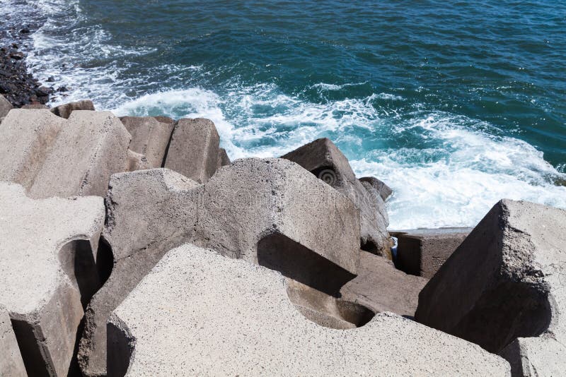 Massive Concrete Breakwaters To Protect the Coast from the Destructive ...