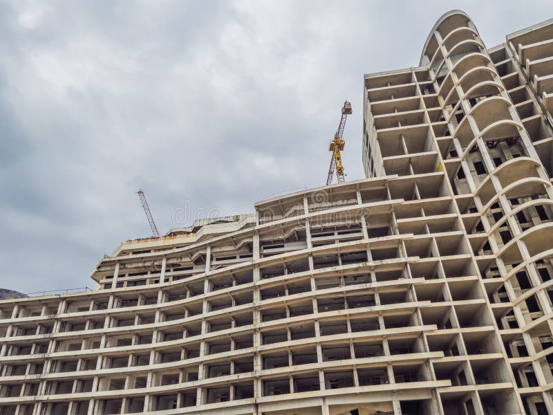 Massive Concrete House Taking Shape, a Work in Progress. Construction ...