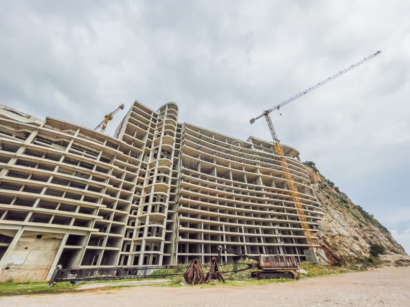 Massive Concrete House Taking Shape, a Work in Progress. Construction ...