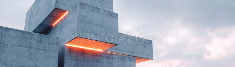 Massive Concrete Towers Float in a Surreal Setting, Illuminated by ...