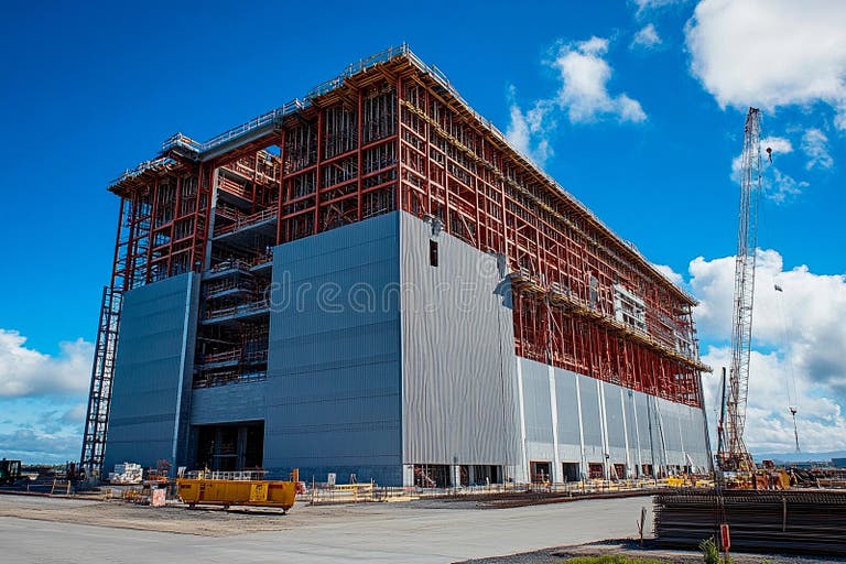 Massive Construction Site Showcasing Industrial Progress Under a Bright ...