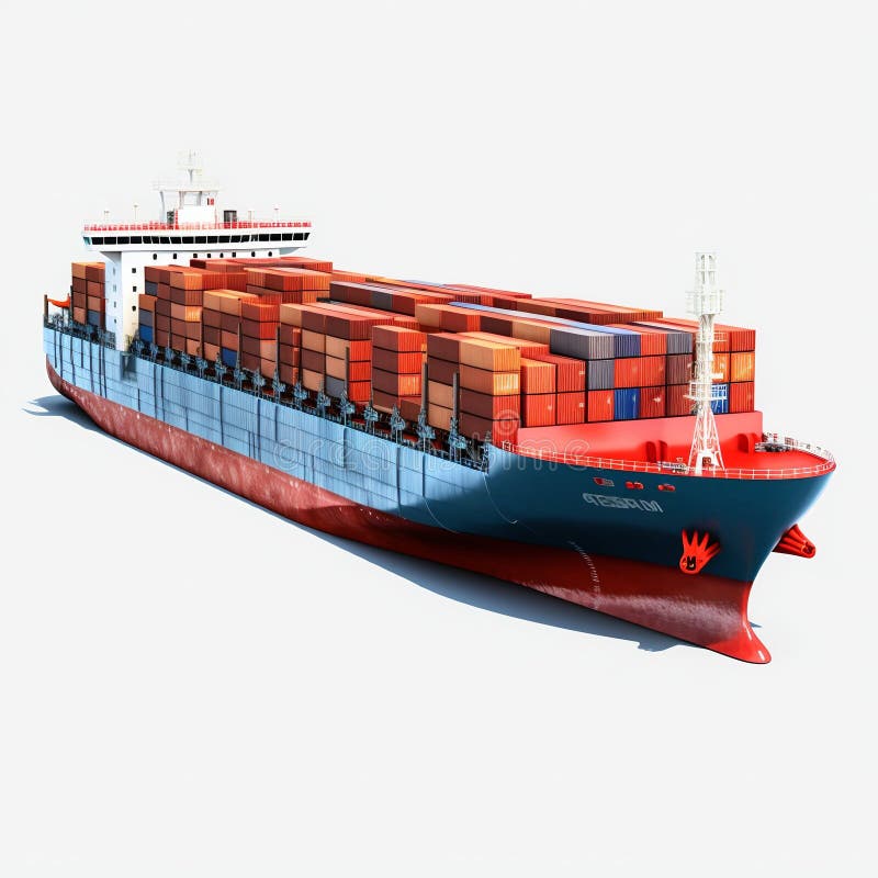 Massive Container Cargo Ship, Isolated on White Background. Generative ...