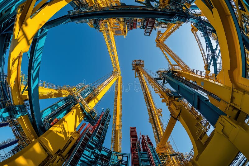 Massive Container Cranes at a Busy Shipping Port with Cargo Loading ...