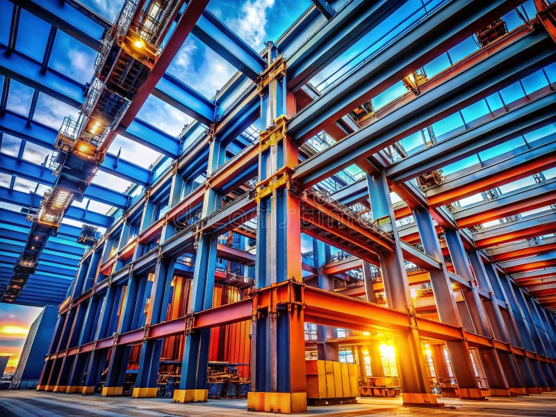 Massive Container Port Construction Closeup View of Precision Welded ...