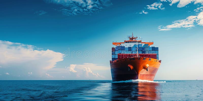 Massive Container Ship Cutting through Deep Blue Ocean a Symbol of ...