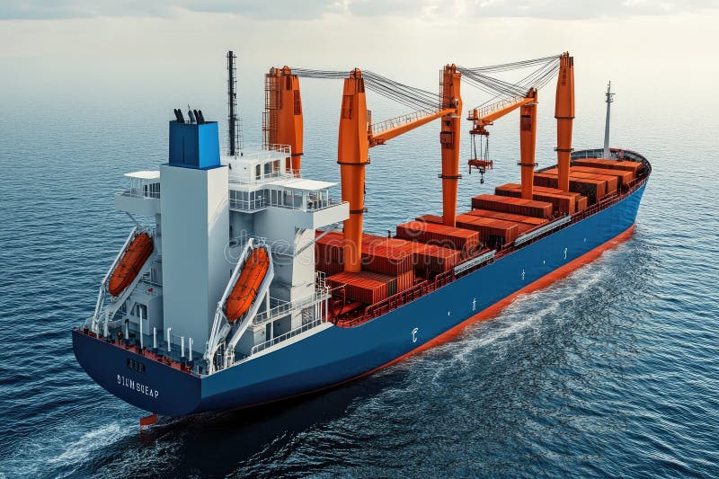 A Large Container Ship is Floating Majestically on the Ocean Stock ...