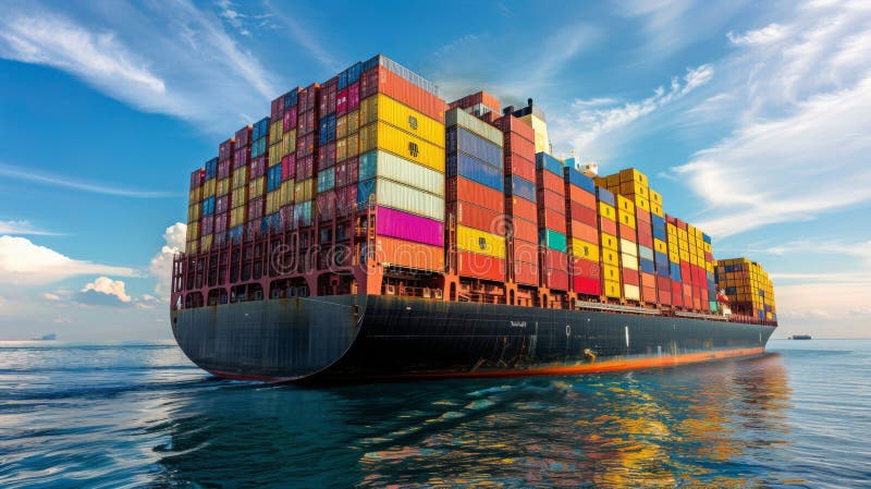 Massive Container Ship Navigates Calm Waters Stock Photos - Free ...