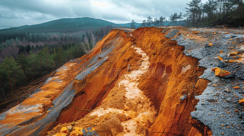 Large Crack on Mountain Side Stock Illustration - Illustration of ...