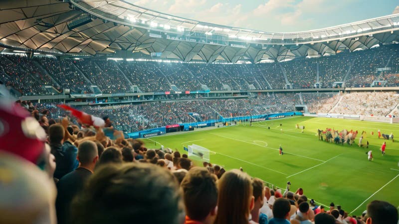 A Massive Crowd of Enthusiastic Spectators Cheering at a Soccer Match ...