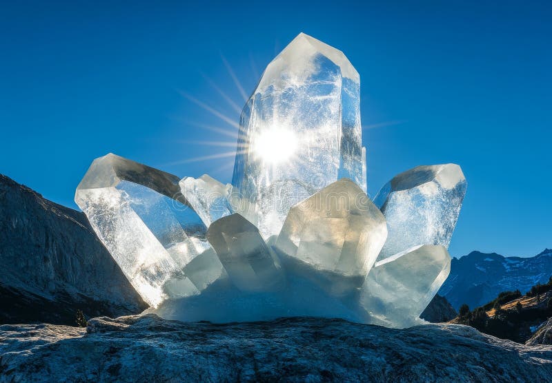 Massive Crystal Structure: Sharp Facets and Light Refraction. Stock ...