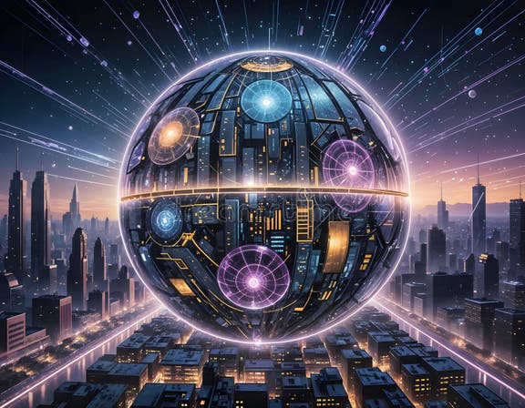 Massive Crystalline Sphere Floating in Levitating Shards of Light that ...