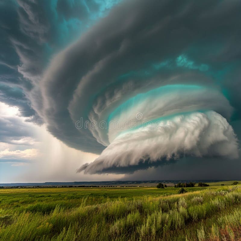 Massive Cumulonimbus Cloud Formation Spirals in a Dramatic Supercell, Featuring Stock Photo ...