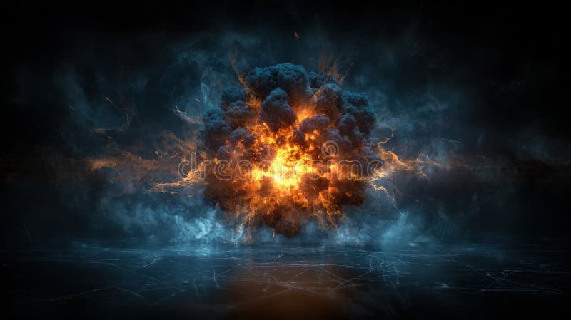 Massive Cyber Explosion Simulation Virtual Environment Digital Art ...