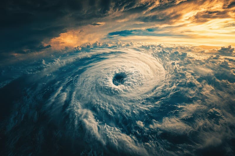 Massive Cyclone Forming Over Ocean Waters during Sunset Reveals ...