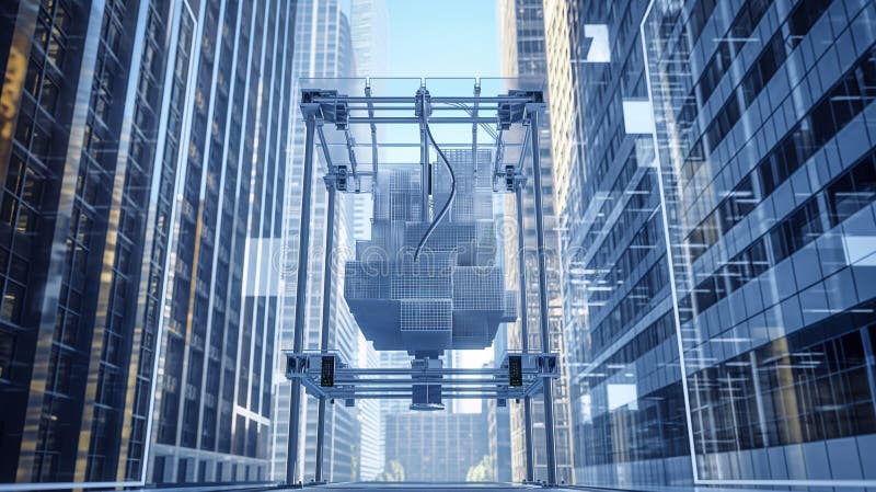 A Massive 3D Printer Constructing a Multi-story Building in a Urban ...