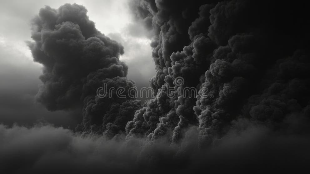 Massive Dark Clouds Swirling in Dramatic Gray Scale Stock Illustration ...