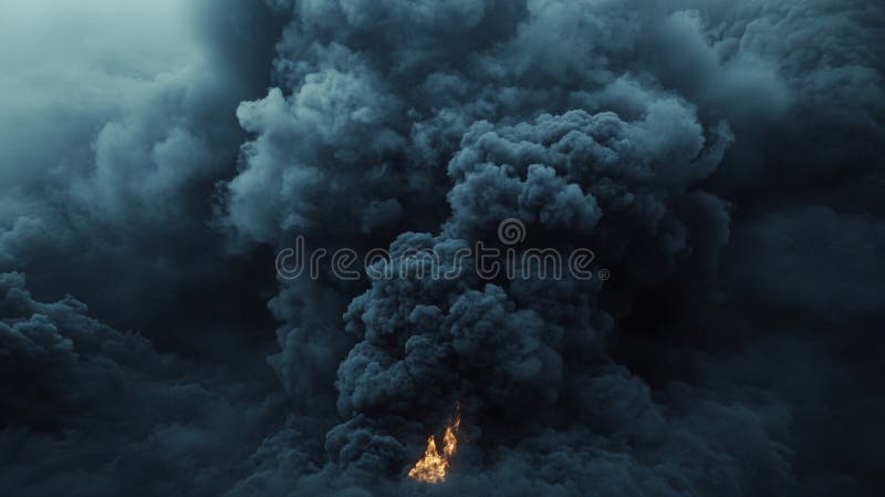 Massive Dark Smoke and Fire Explosion Stock Illustration - Illustration ...