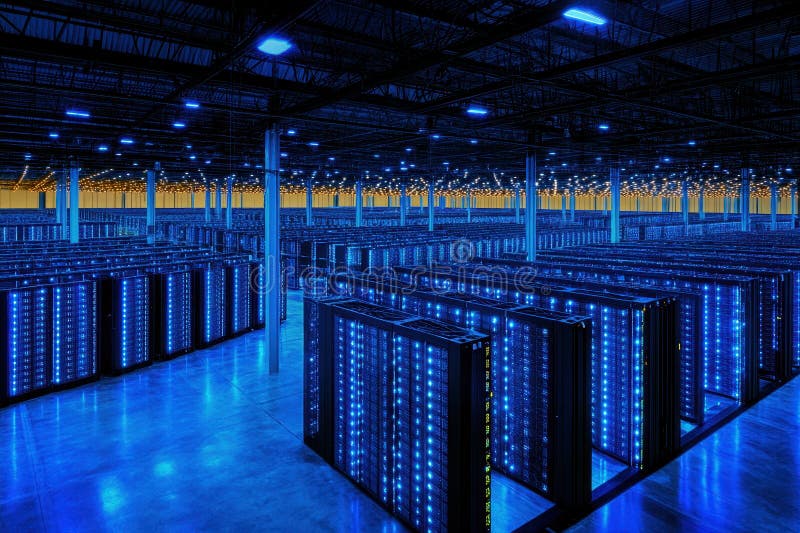 Data Center Server Room Blue Lit Hallway Racks Stock Photos - Free ...