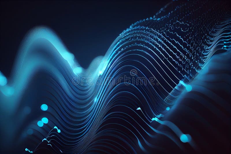 Massive Data in the Form of an Abstract Blue Wave of Lines and Dots ...