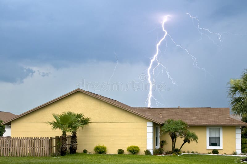 Massive Daytime Lightning Strike Stock Photo - Image of electrical ...