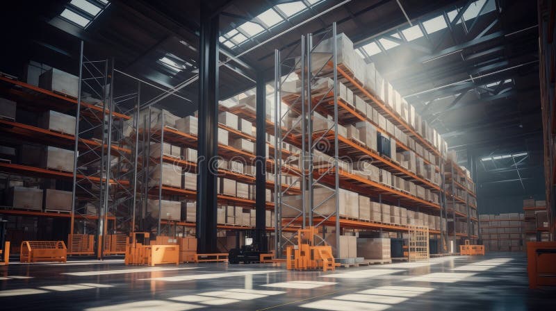 A Massive Distribution Warehouse Designed in a Modern Style, the ...