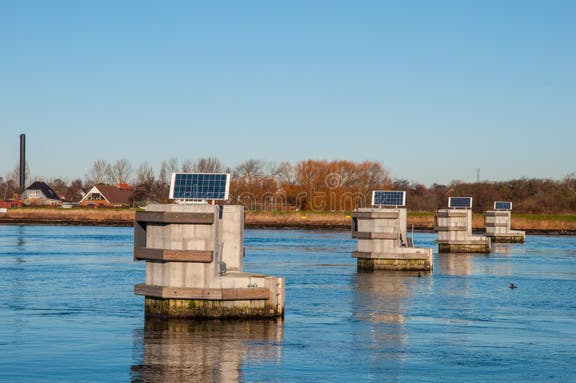 Massive Dolphin Structure that Protect a Bridge Stock Photo - Image of ...