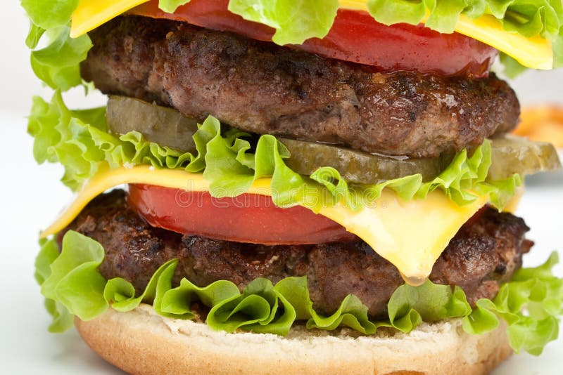 Massive Double Cheeseburger Stock Image - Image of double, grilled ...