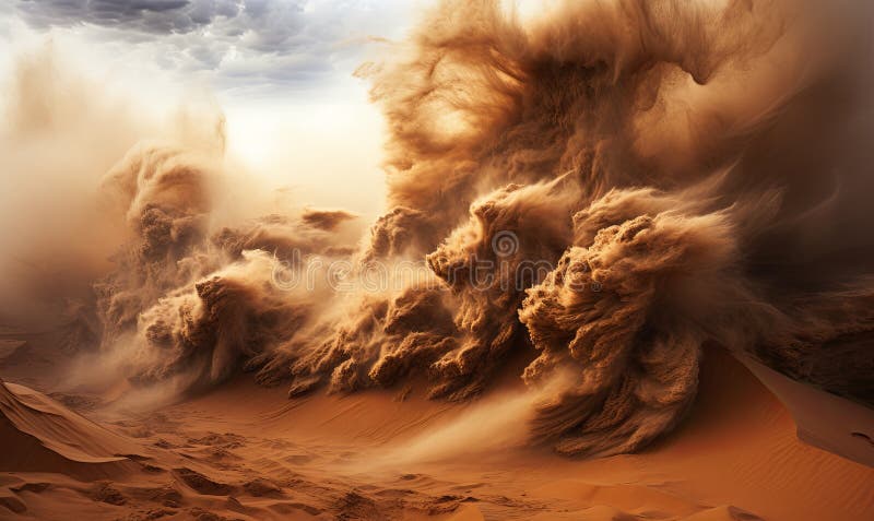 Massive Dust Cloud Engulfs Desert Stock Photo - Image of dramatic ...
