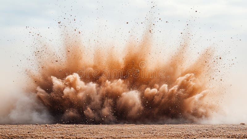 Massive Dust Explosion Cloud Rising from Ground Stock Illustration ...