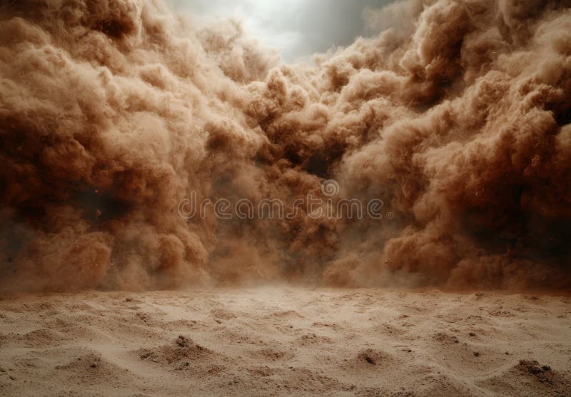 Massive Dust Storm in Desert Landscape Stock Illustration ...
