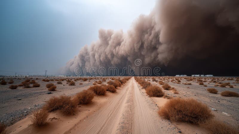 Massive Dust Storm Forms Over Desert Road, Creating Intense Atmosphere ...