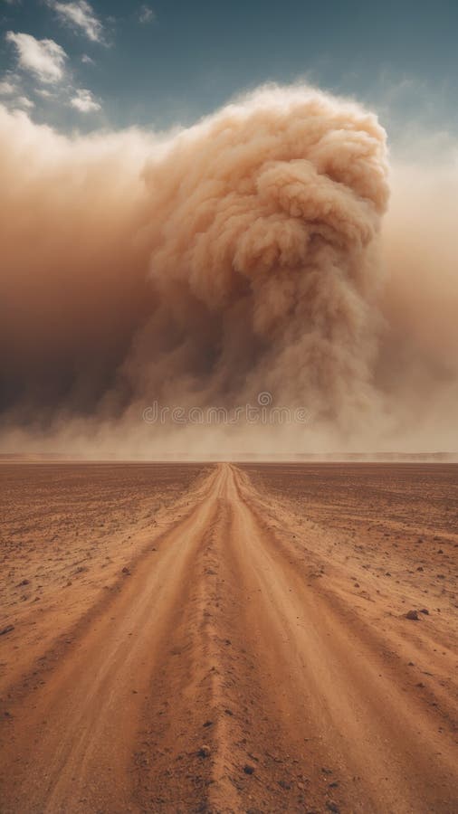 Massive Dust Storm Rolling Over a Barren Landscape. Stock Illustration ...