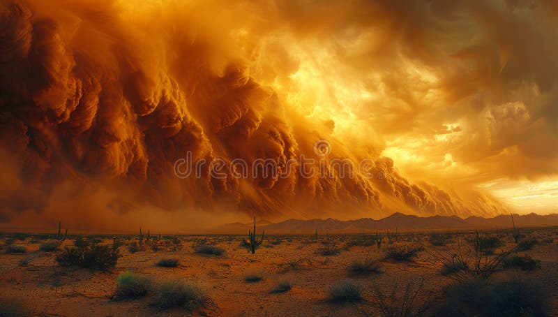 Massive Dust Storm Rolls Across the Desert in Arizona Stock Photo ...