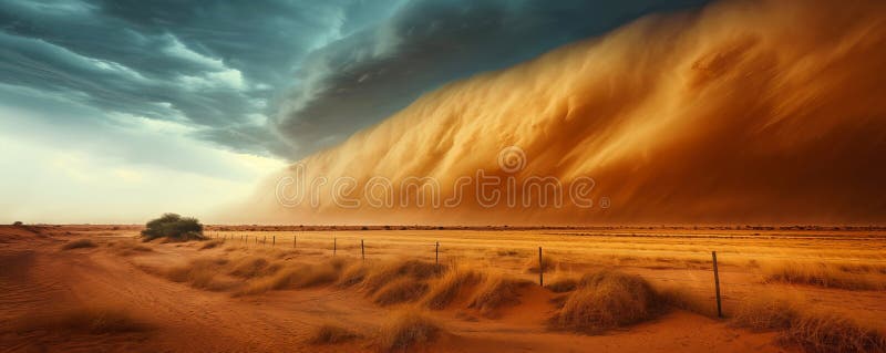 Dust Storm Rolling Over Desolate Desert at Twilight Stock Photo - Image ...