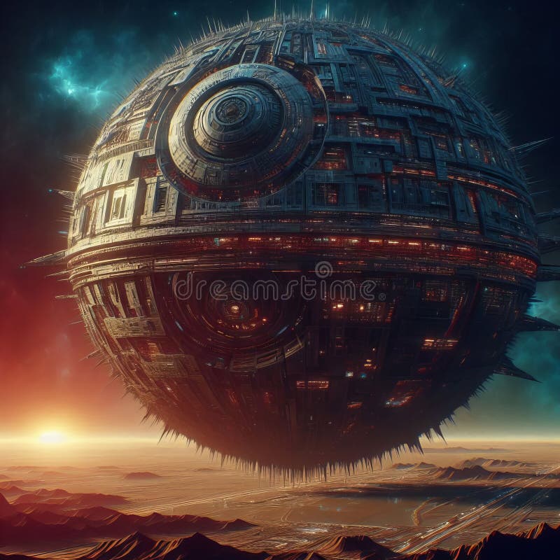 Massive Dyson Sphere Powered Warship a Colossal Vessel Capable Stock ...